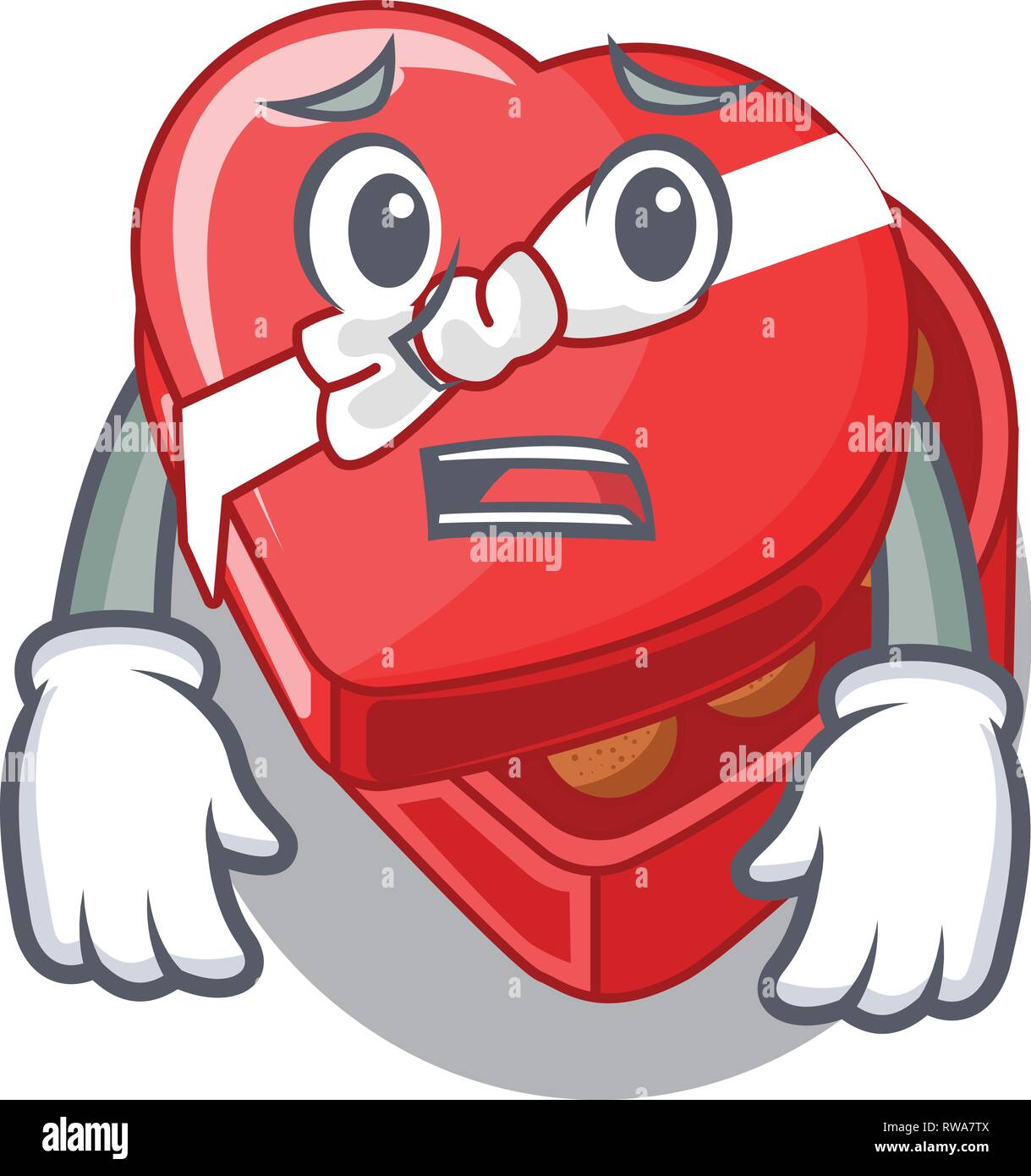 Afraid chovolate heart box isolated with characters Stock Vector Image ...