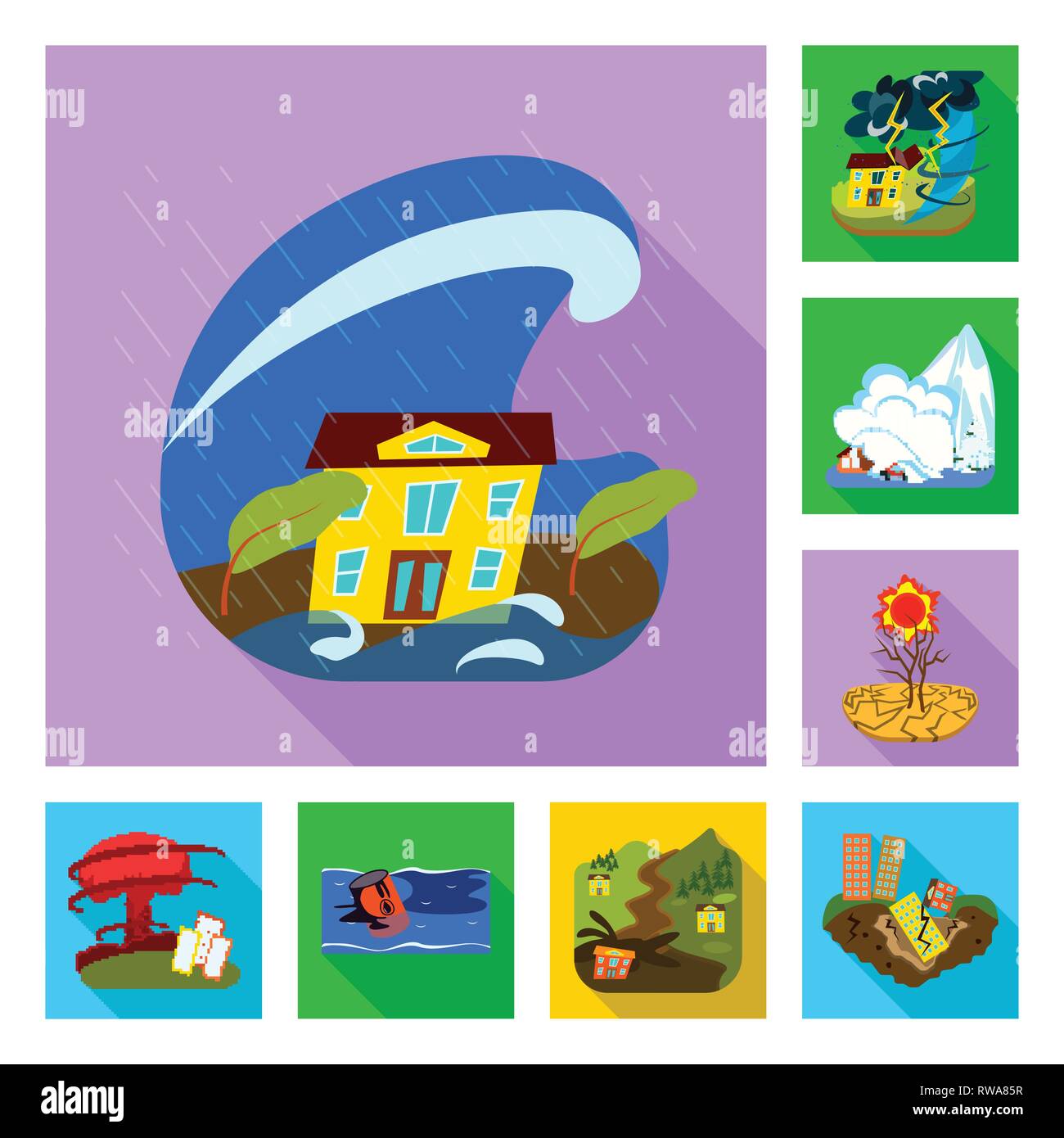 Vector illustration of collapse and environment logo. Set of collapse ...