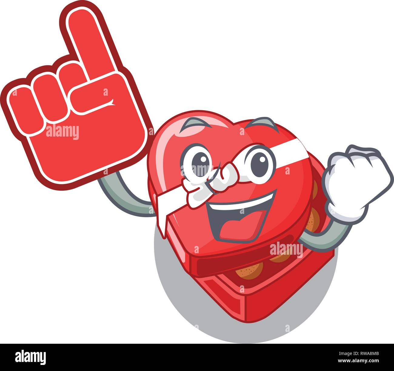 Foam finger chocolate heart box above cartoon fridge Stock Vector Image ...