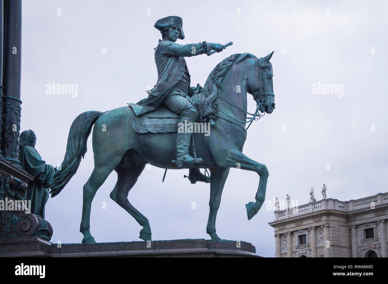 The Empress Maria Theresia monument, surrounded by four equestrian ...