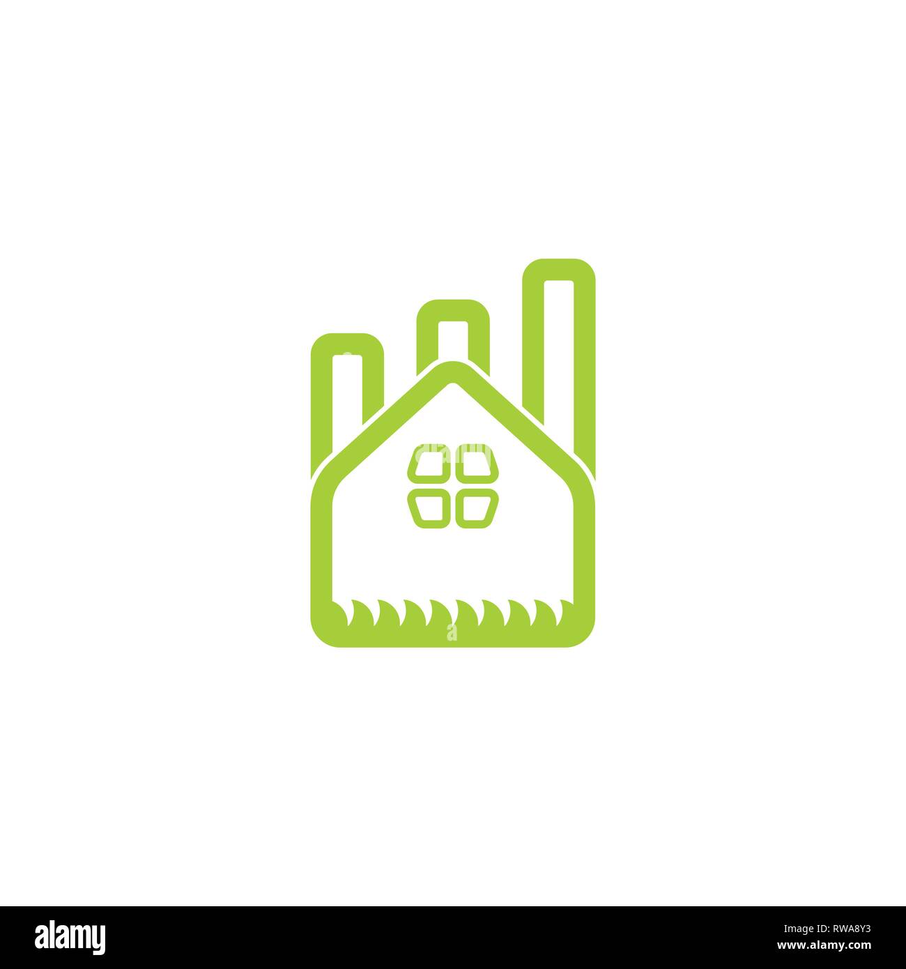Green factory building icon Cut Out Stock Images & Pictures - Alamy