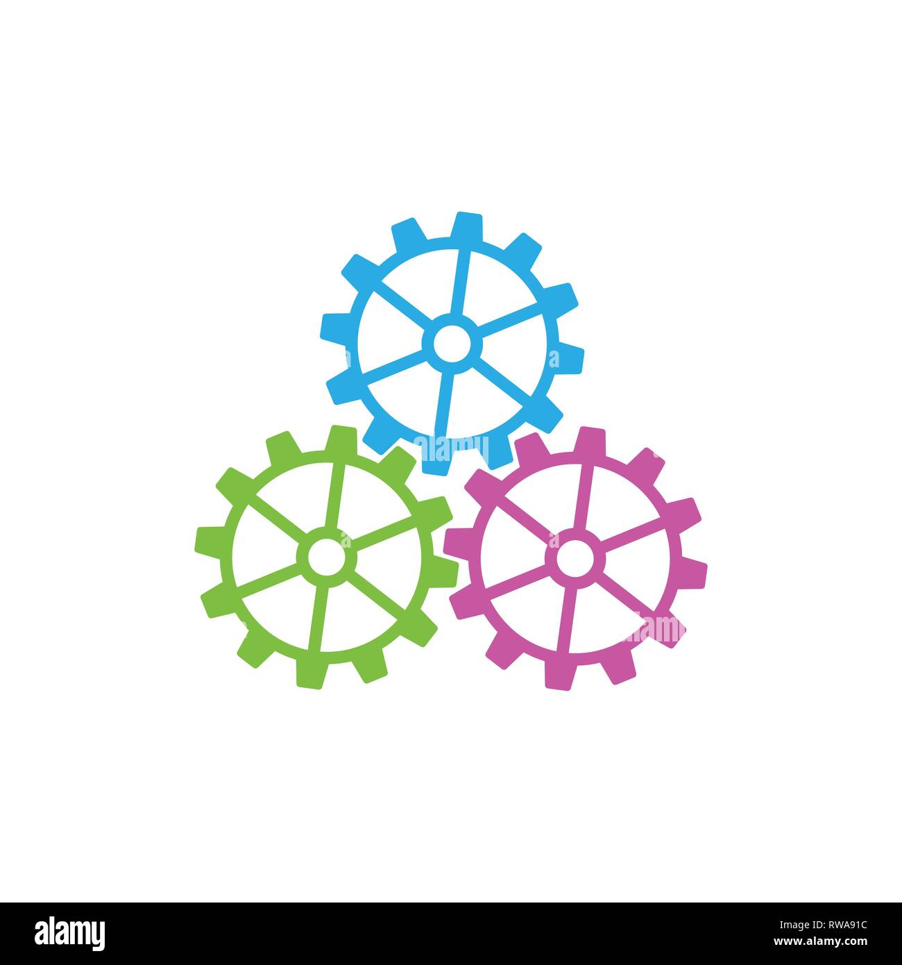 three colorful cog machine system symbol vector Stock Vector Image ...