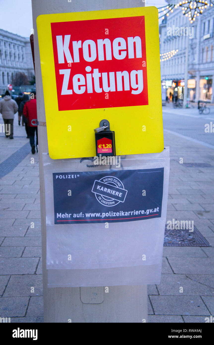 Austrian daily newspaper Kronen Zeitung, coin newspaper self service ...