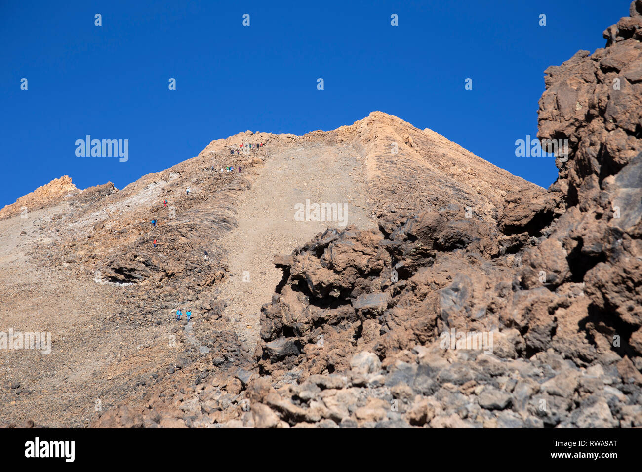 Climbing the peak of Mount Teide, Tenerife Stock Photo - Alamy