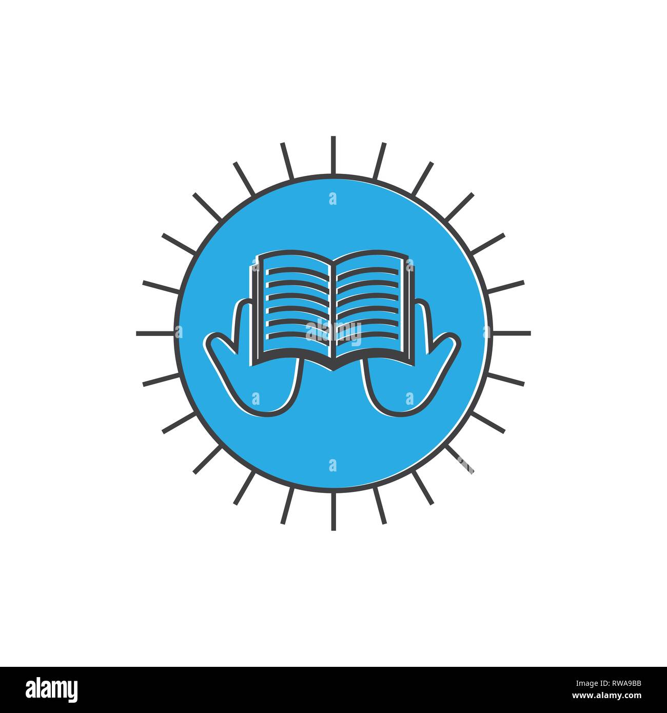 shine hand open book thin line education logo vector Stock Vector Image ...