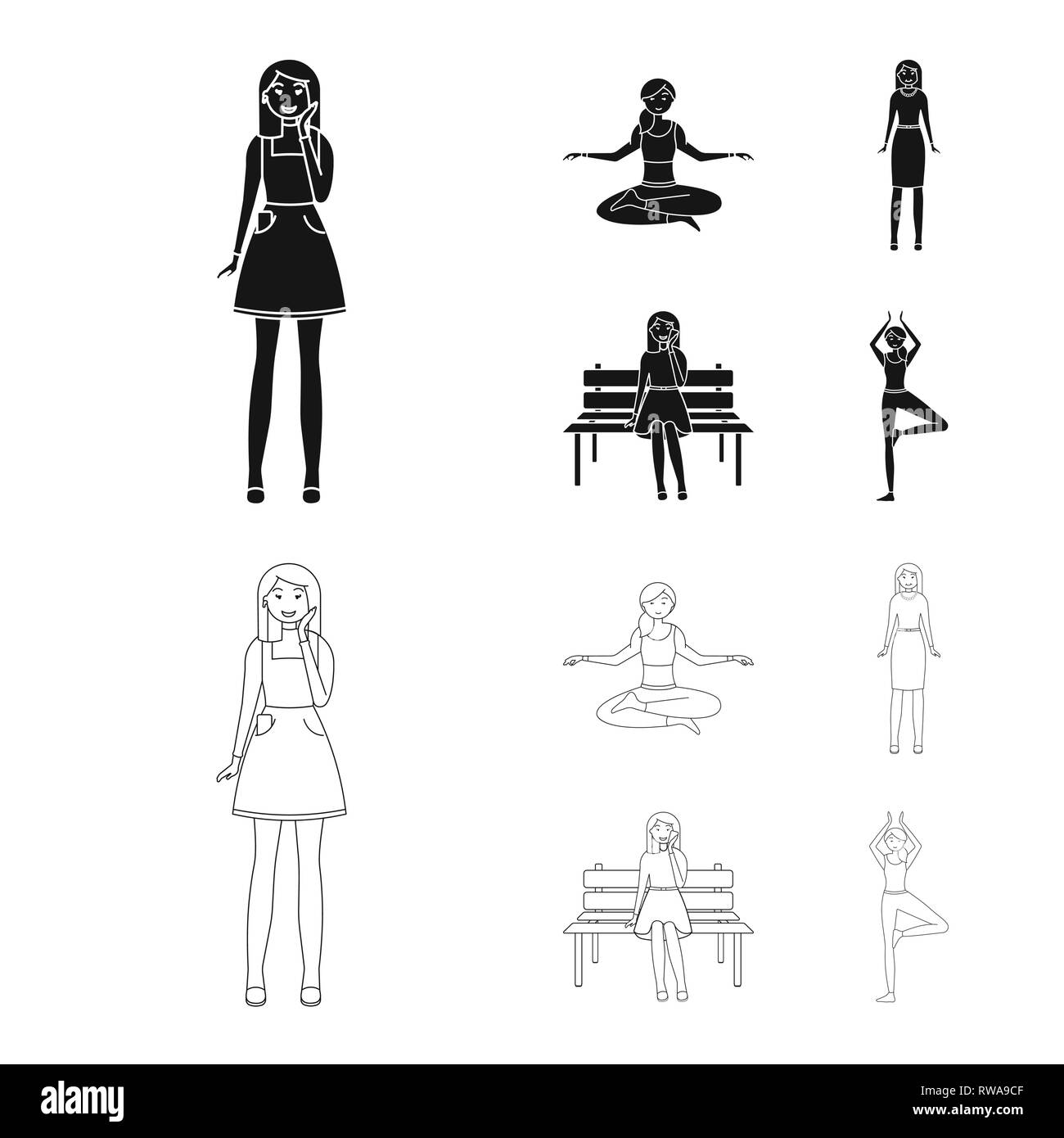 Isolated object of posture and mood sign. Collection of posture and ...