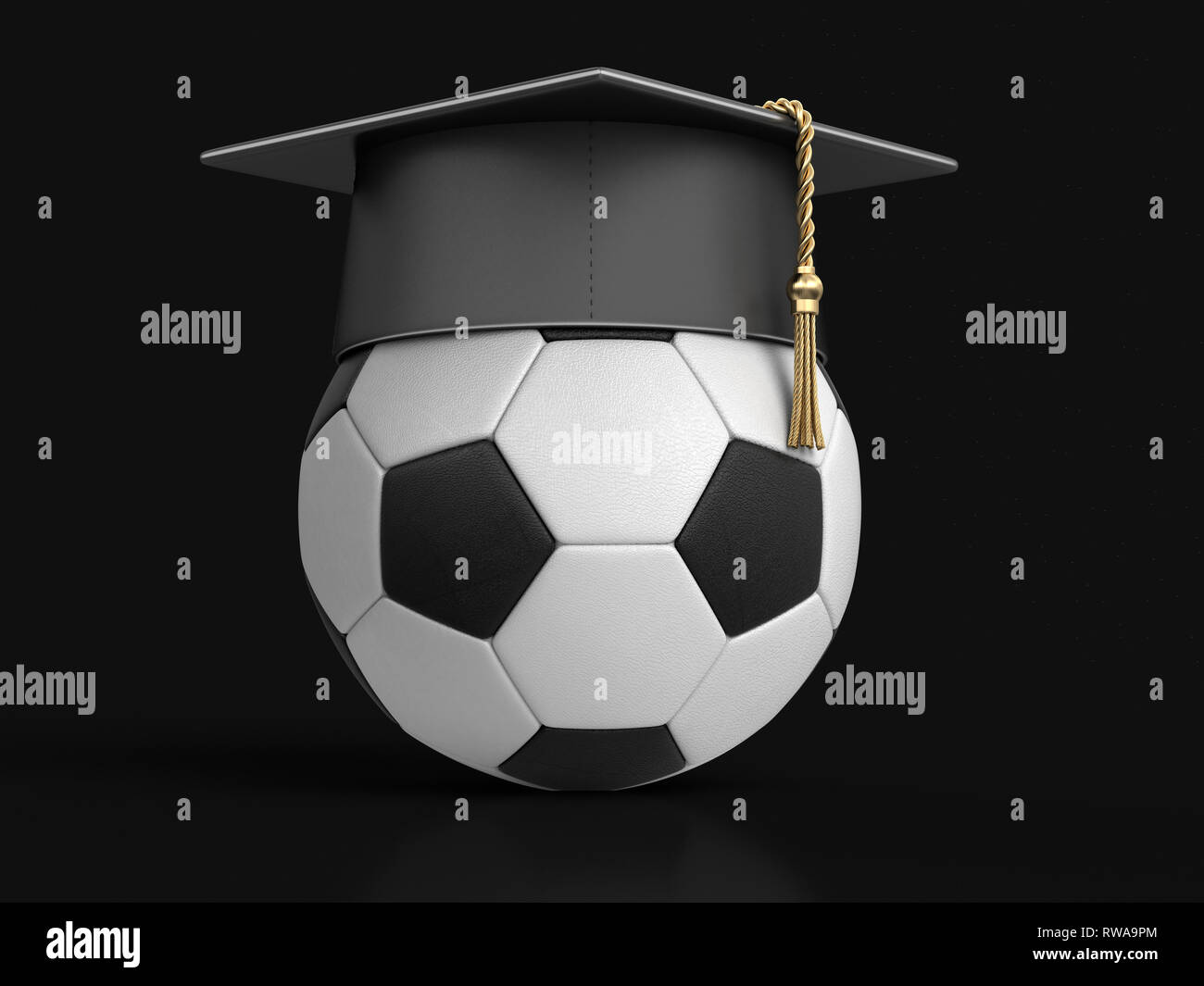 Graduation cap and Soccer Ball. Image with clipping path Stock Photo ...