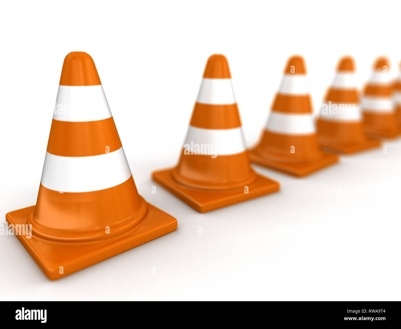 Row of traffic cones Stock Photo - Alamy