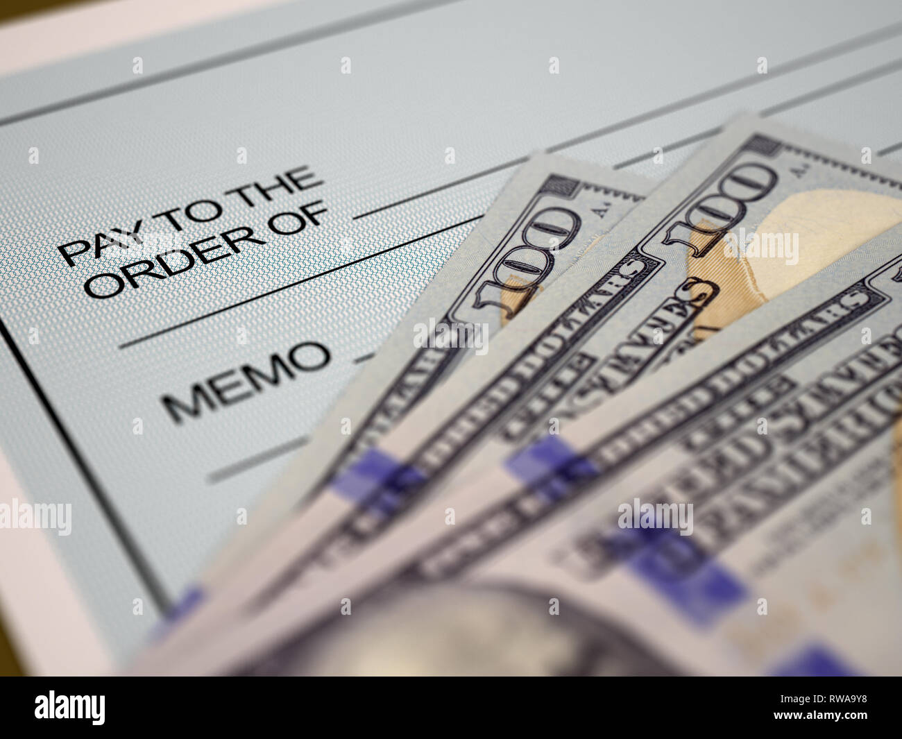 Personal Check and Dollars Stock Photo - Alamy