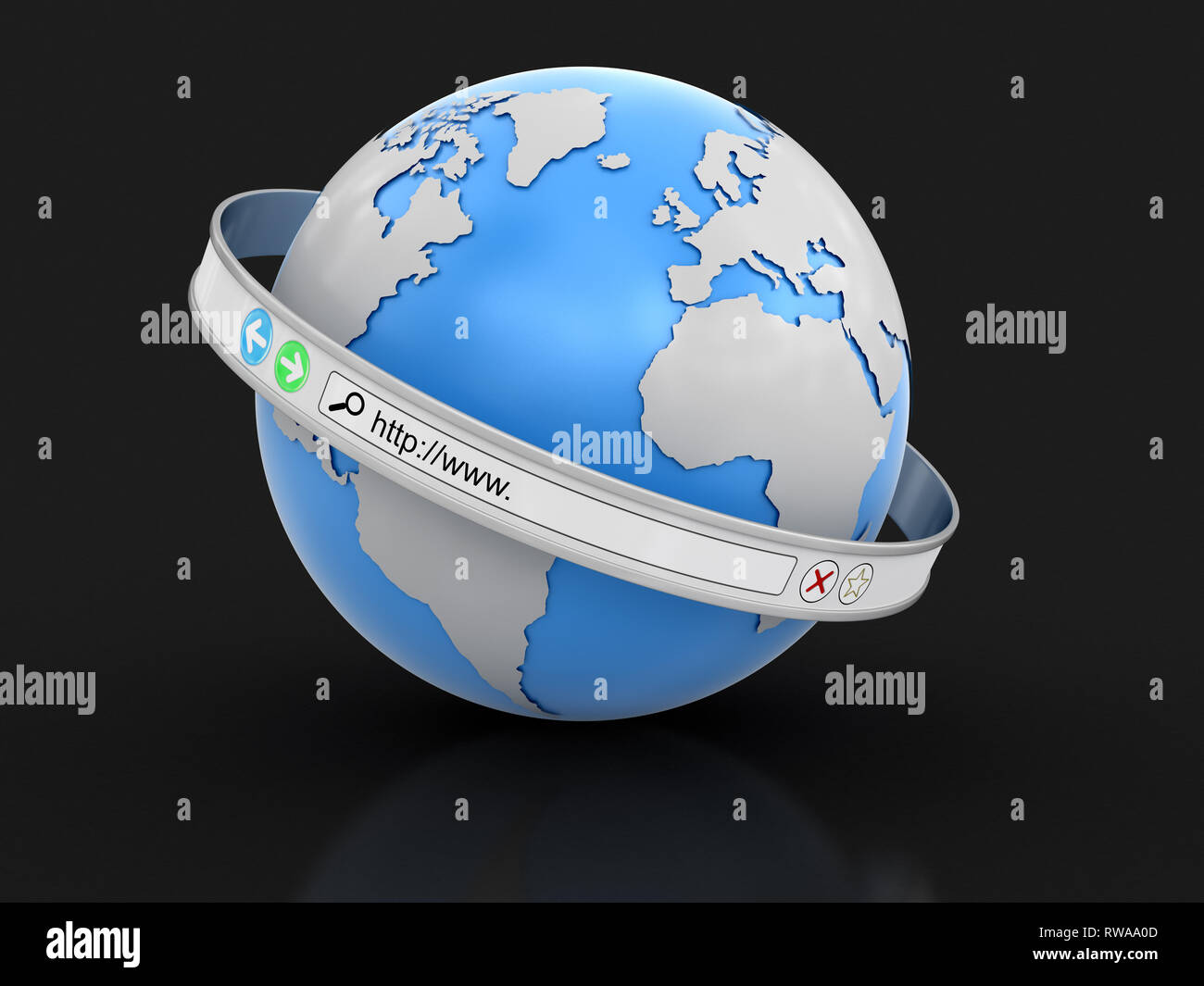 Web browser screen around the Earth. Image with clipping path Stock ...