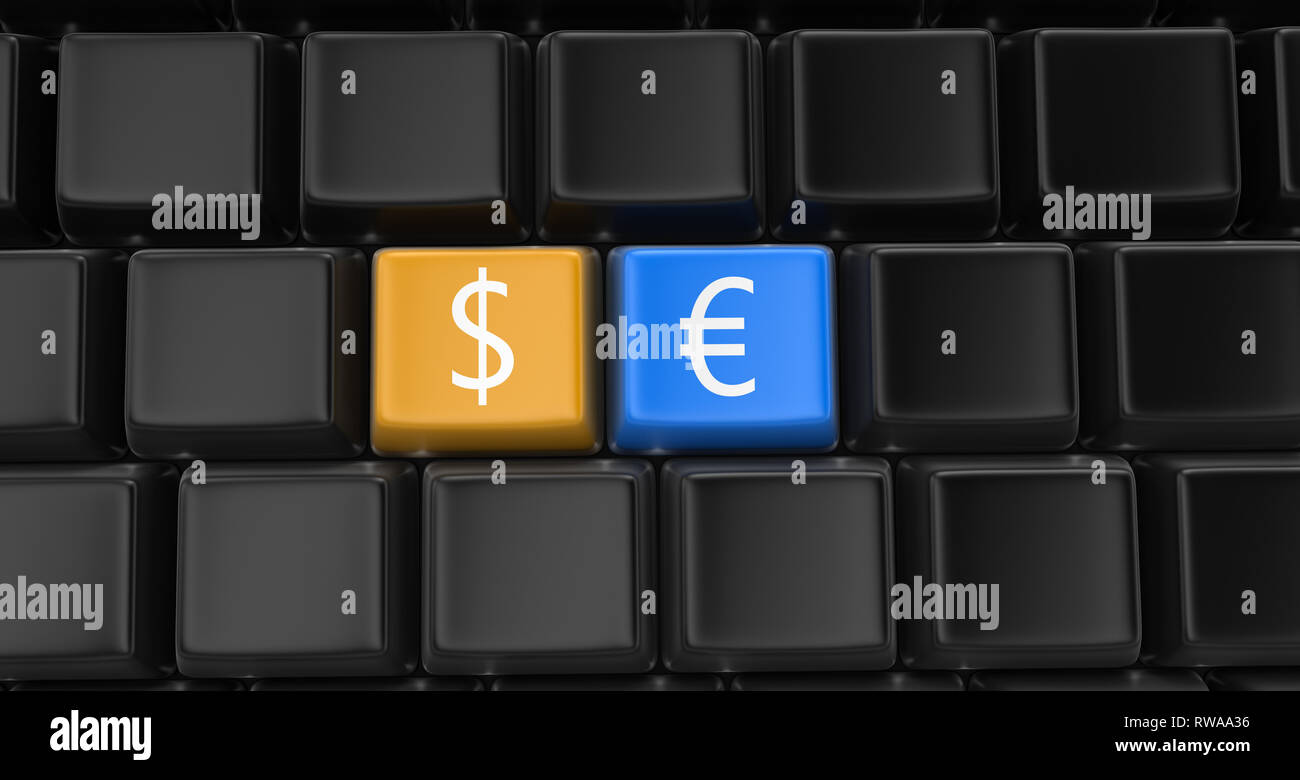 Dollar, euro sign key concept Stock Photo - Alamy