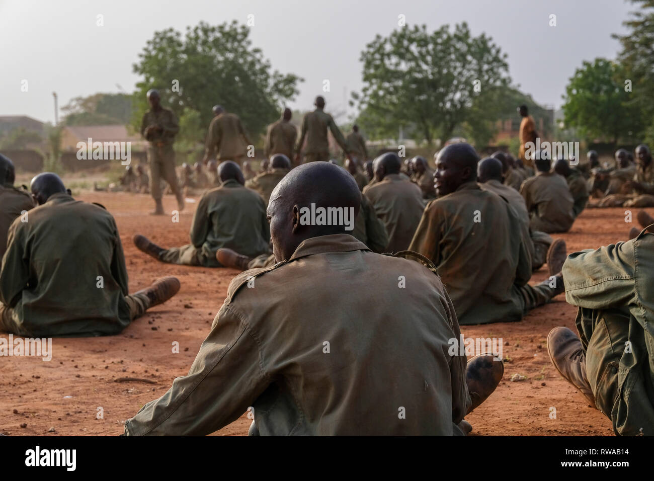 New recruits to the Burkina Faso Army with their heads shaved, exercise ...