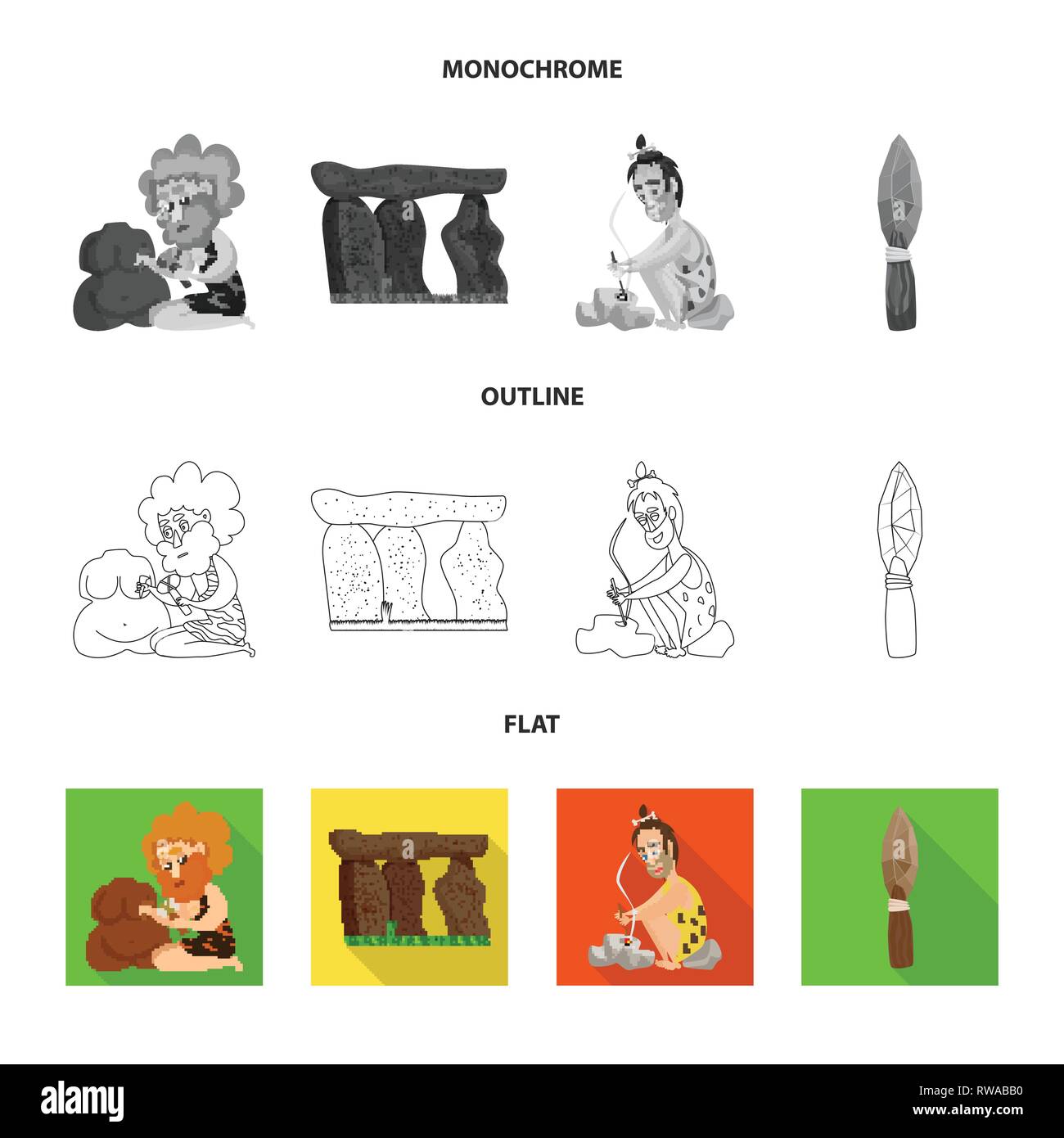 man,stone,arrow,primeval,monolith,caveman,spear,engraves,megalith,fire ...