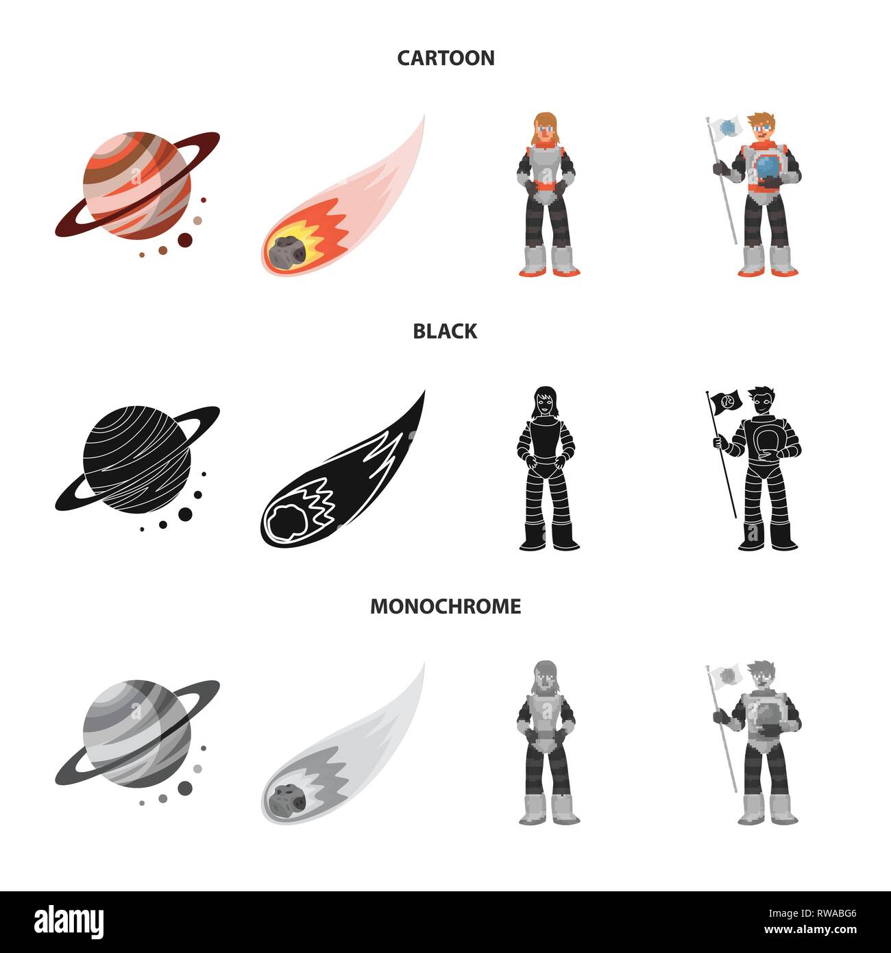 planet,comet,astronaut,system,asteroid,woman,man,solar,meteor,suit ...