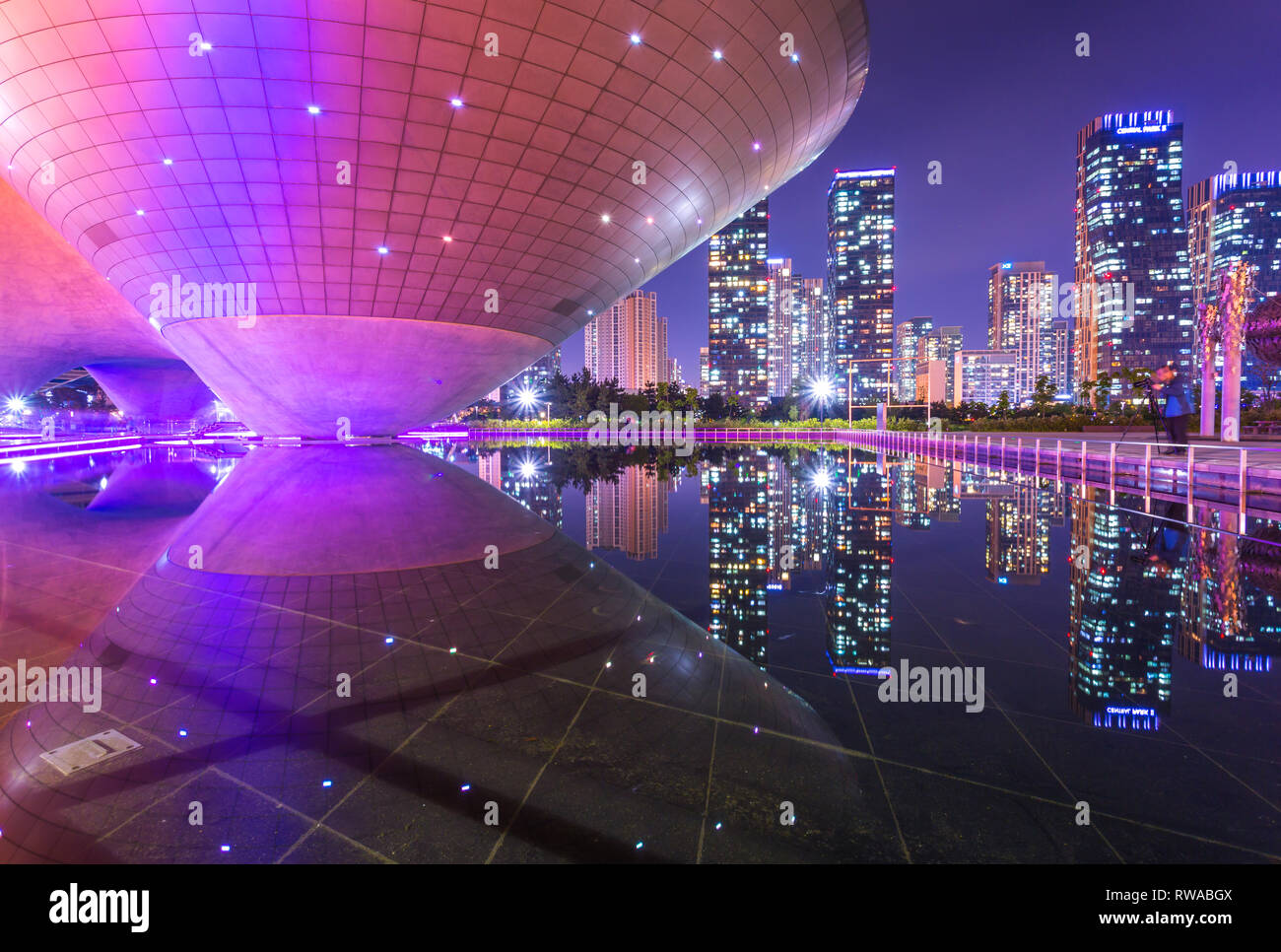 Incheon, South Korea - May 17, 2015: Tri-bowl Building at Central Park ...