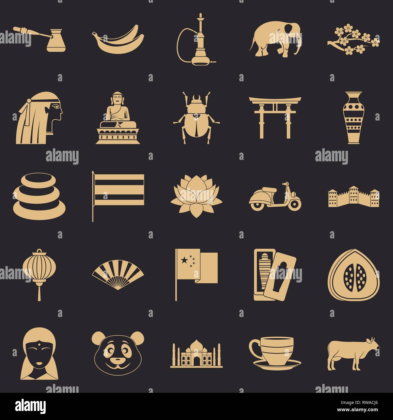 Mysteries of Asia icons set, simple style Stock Vector Image & Art - Alamy