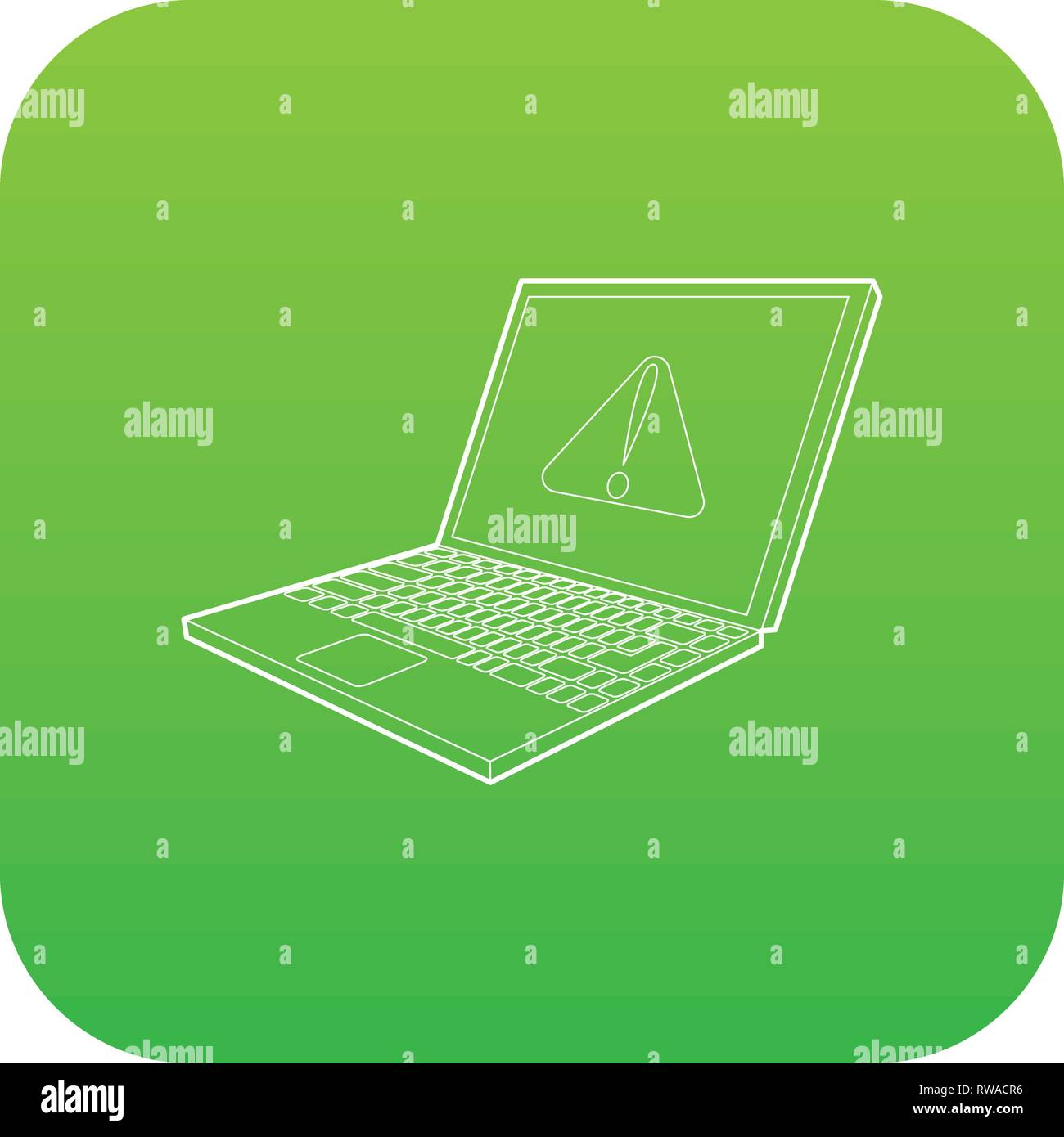 laptop with a warning signal icon green vector Stock Vector Image & Art ...