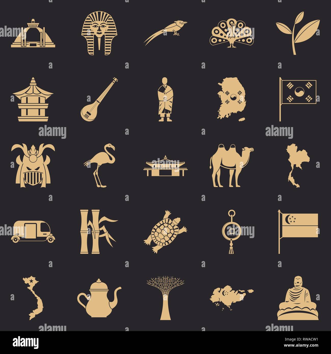 Spirit of Asia icons set, simple style Stock Vector Image & Art - Alamy