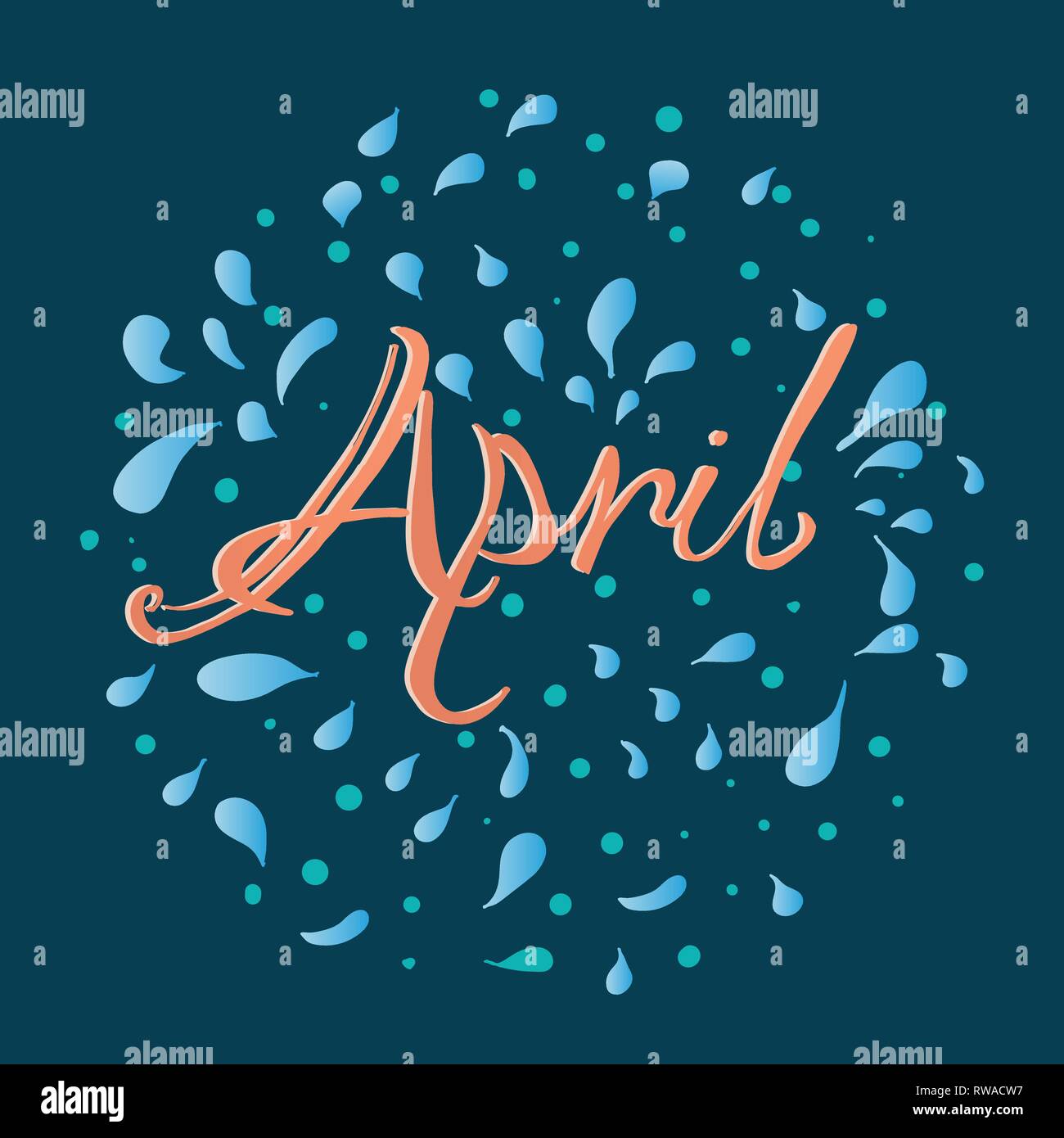 Hand drawn lettering April. Colorful Vector Illustration Stock Vector ...