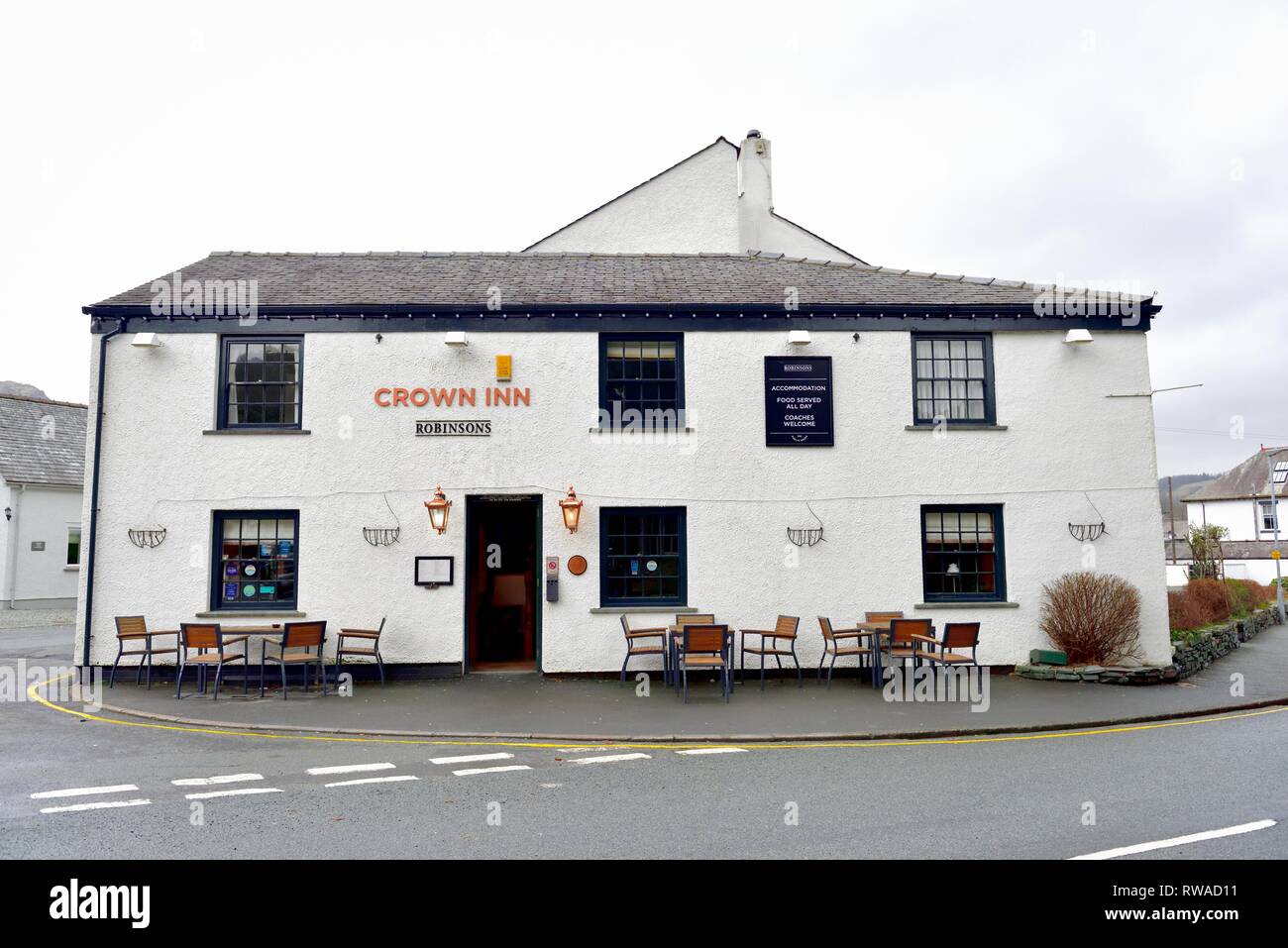 The Crown Inn,Coniston,Lake District,Cumbria,England,UK Stock Photo - Alamy
