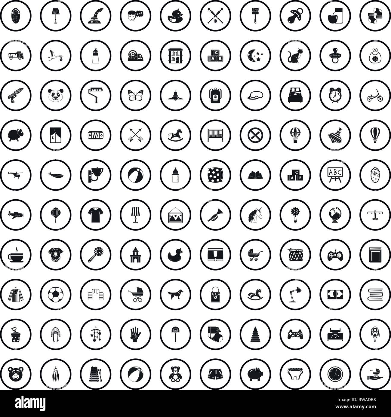 100 nursery icons set, simple style Stock Vector Image & Art - Alamy