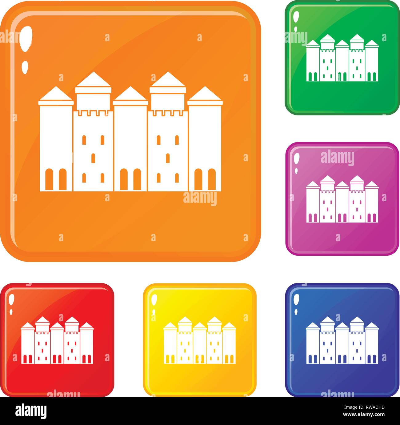 Old castle icons set vector color Stock Vector Image & Art - Alamy