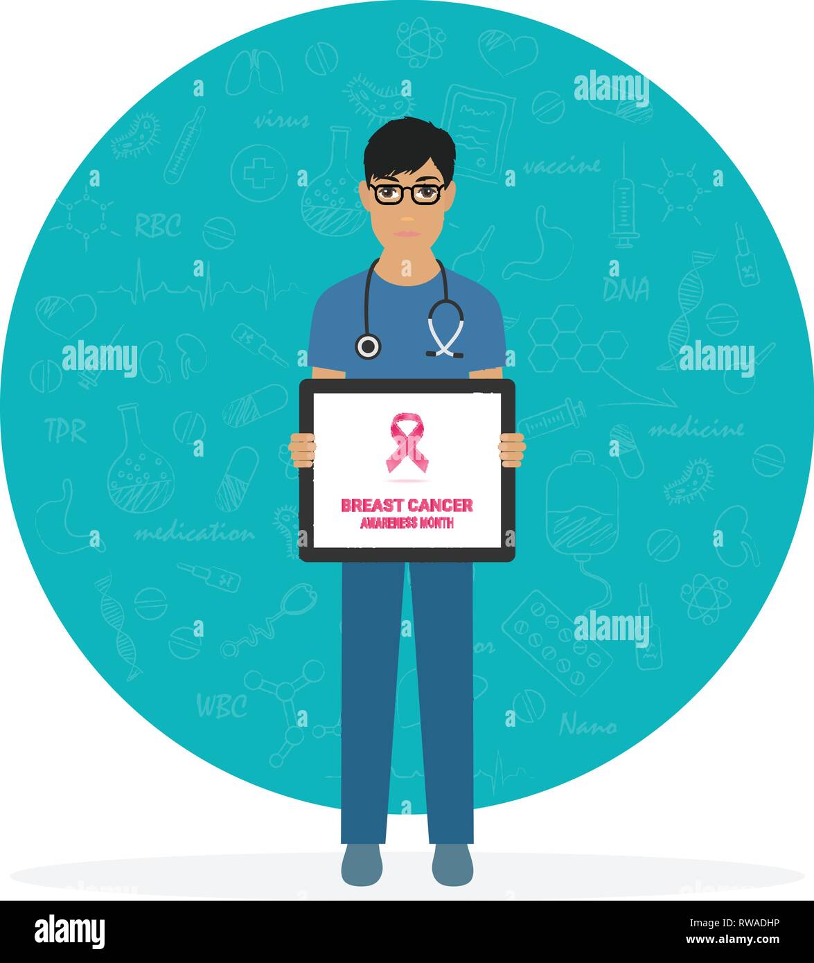 Male doctor pointing at medical clipboard. 4 February world cancer day ...