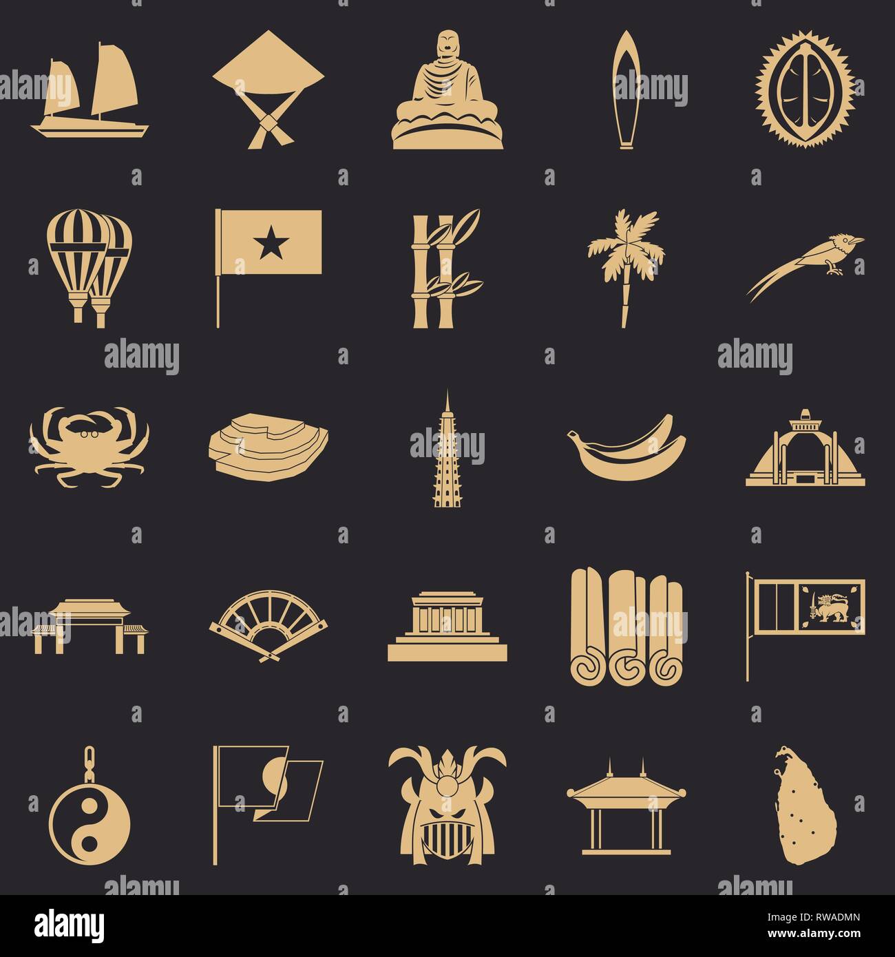 Asian countries icons set, simple style Stock Vector Image & Art - Alamy