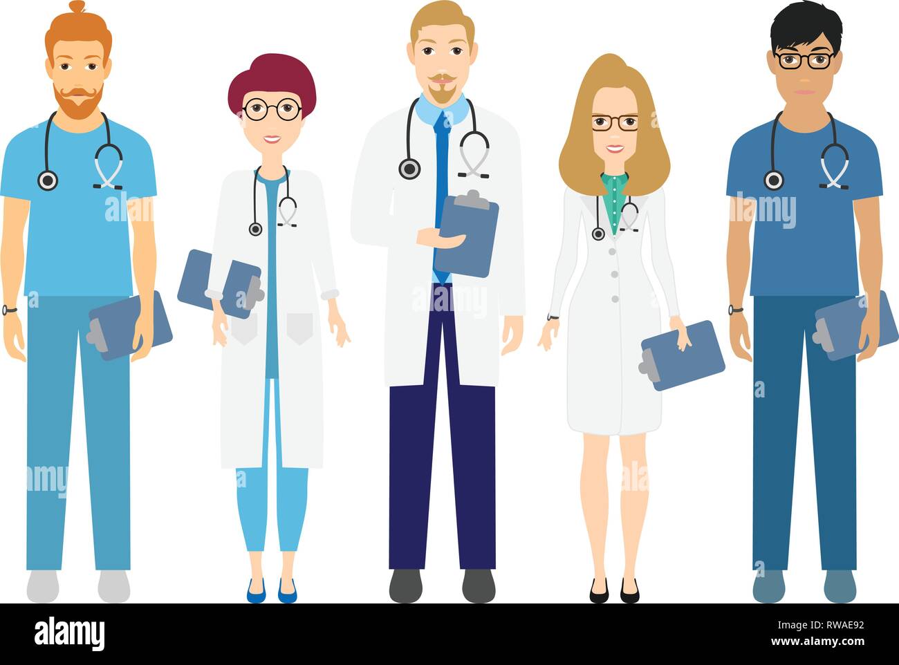Hospital medical staff team doctors nurses surgeon vector flat ...
