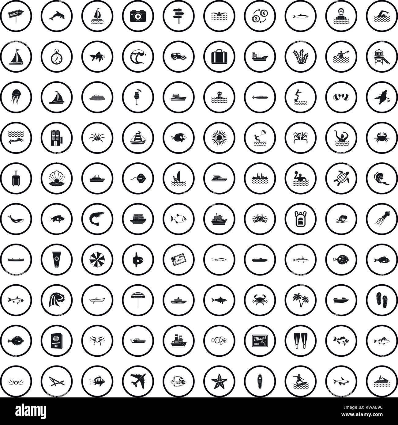 100 ocean icons set, simple style Stock Vector Image & Art - Alamy