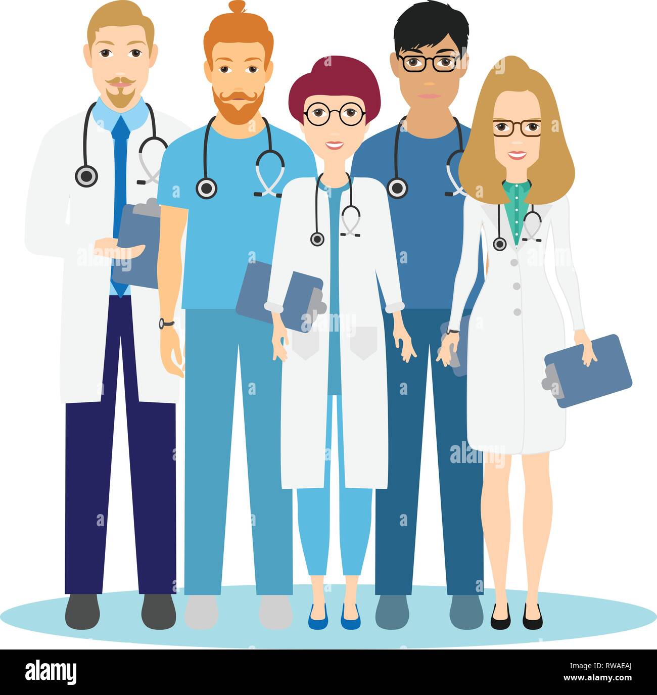 Doctor set Medical team in clinic vector illustration Stock Vector ...