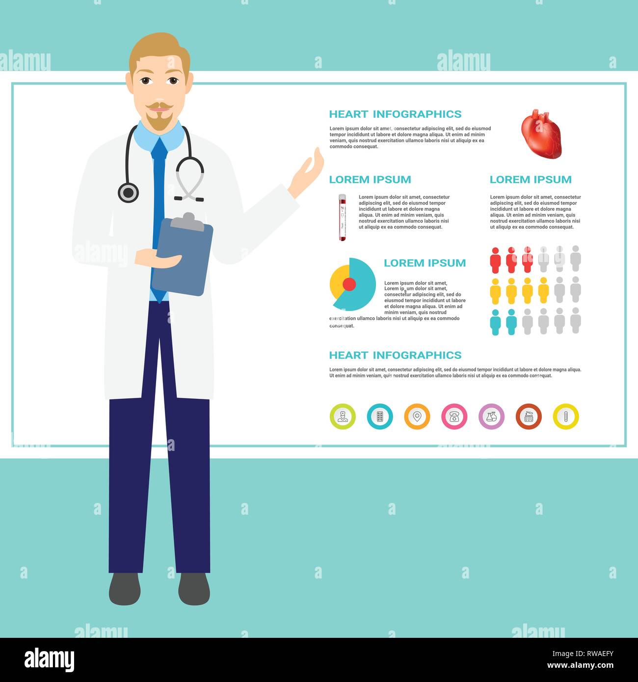 Heart Disease Prevention Doctor With Health Infographics Medical Care