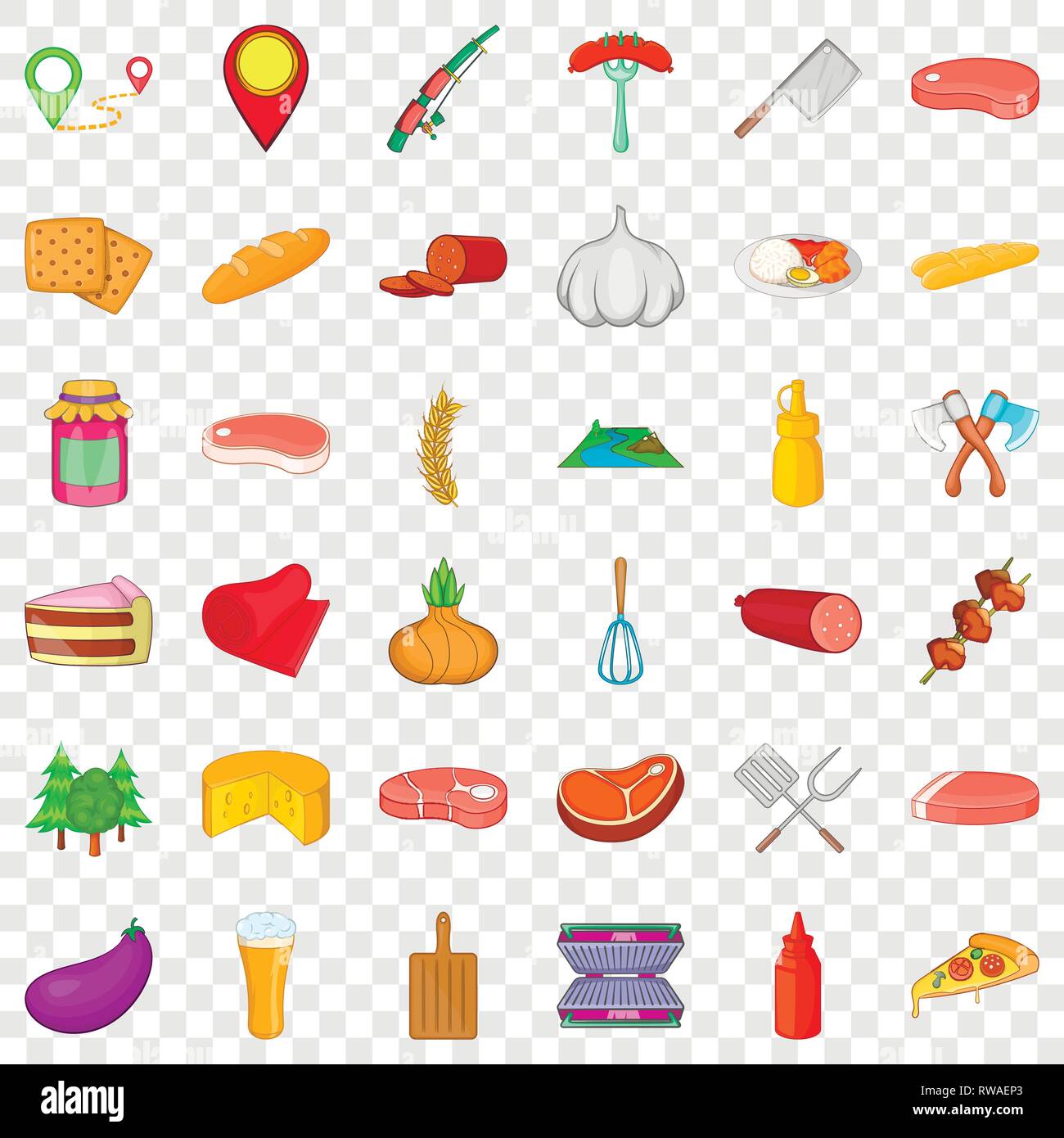 Barbecue party icons set, cartoon style Stock Vector Image & Art - Alamy