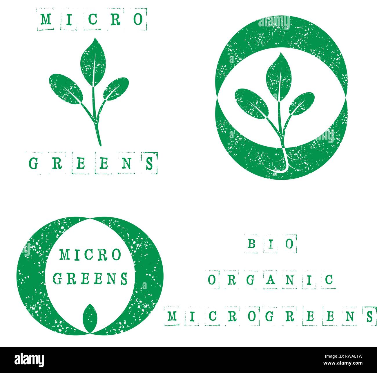 Microgreens Logo Set. Seed and living microgreens packaging design ...