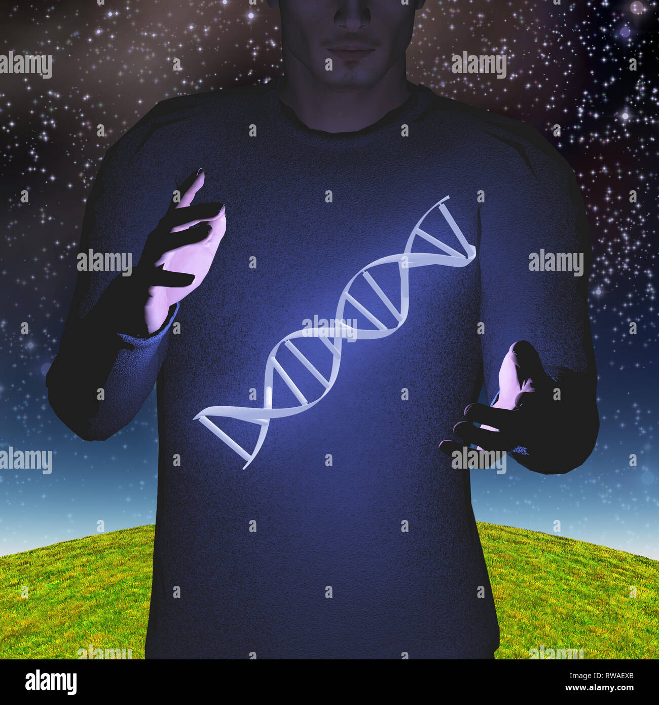 Man controls DNA strand Stock Photo - Alamy