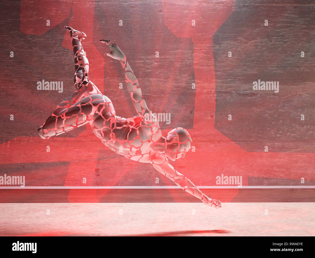 Figure of man with rays of light in motion Stock Photo - Alamy