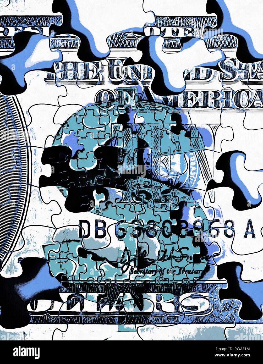 Dollar sign in shape of pieces of puzzle Stock Photo - Alamy