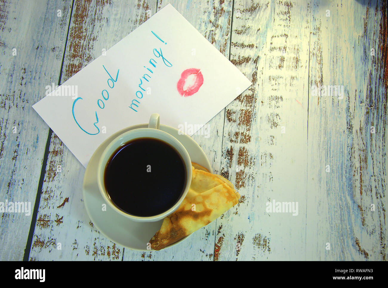 Lipstick trace good morning hi-res stock photography and images - Alamy