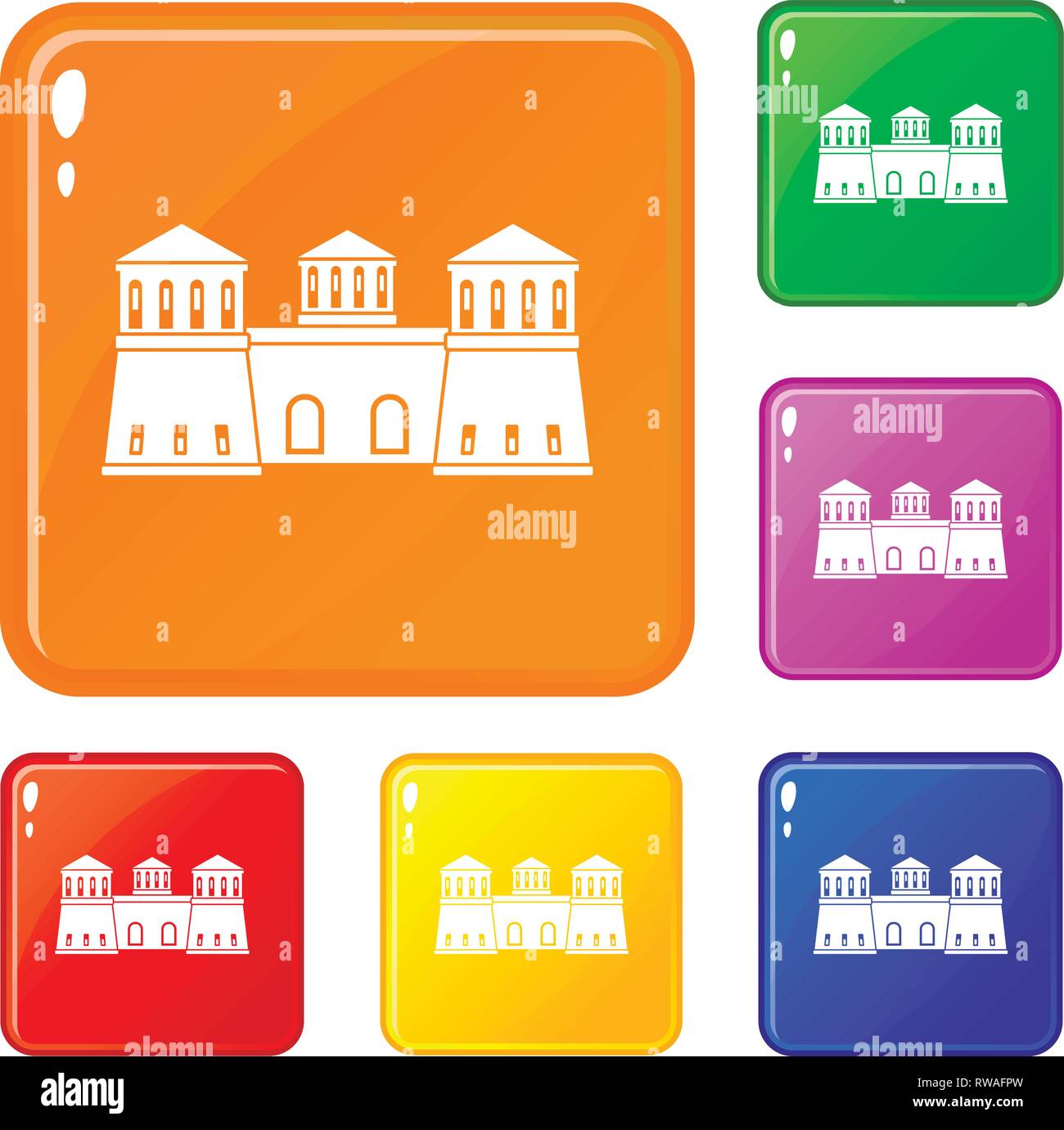 Castle icons set vector color Stock Vector Image & Art - Alamy