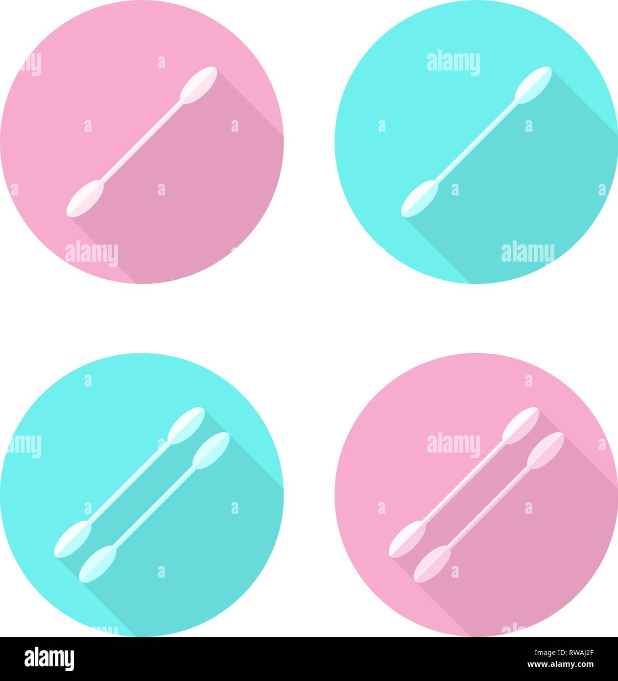 Simple flat design cotton wool stick on round background with shadow ...