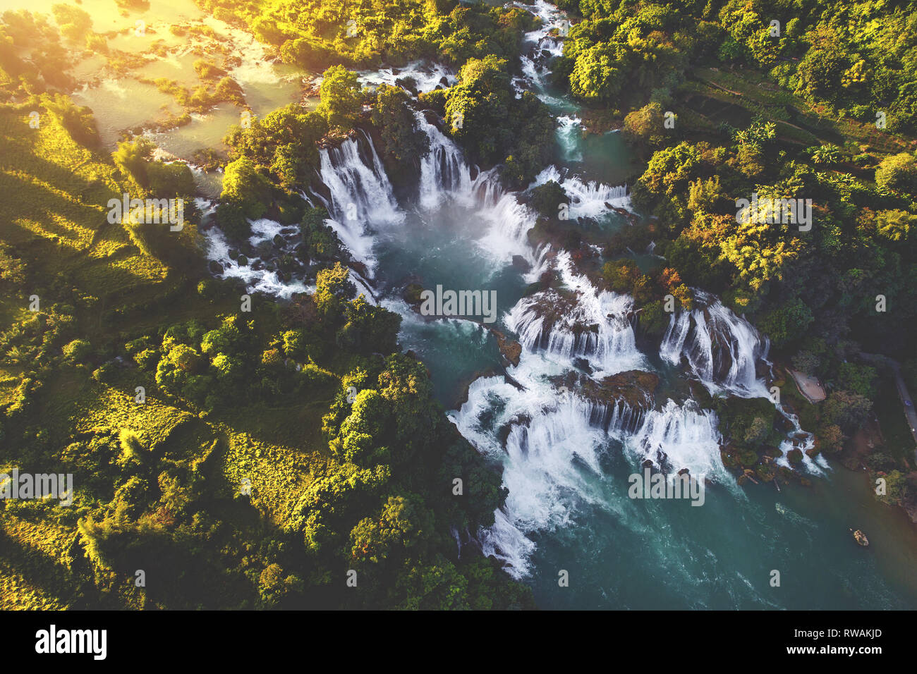 Aerial view of “ Ban Gioc “ waterfall, Cao Bang, Vietnam. “ Ban Gioc ...