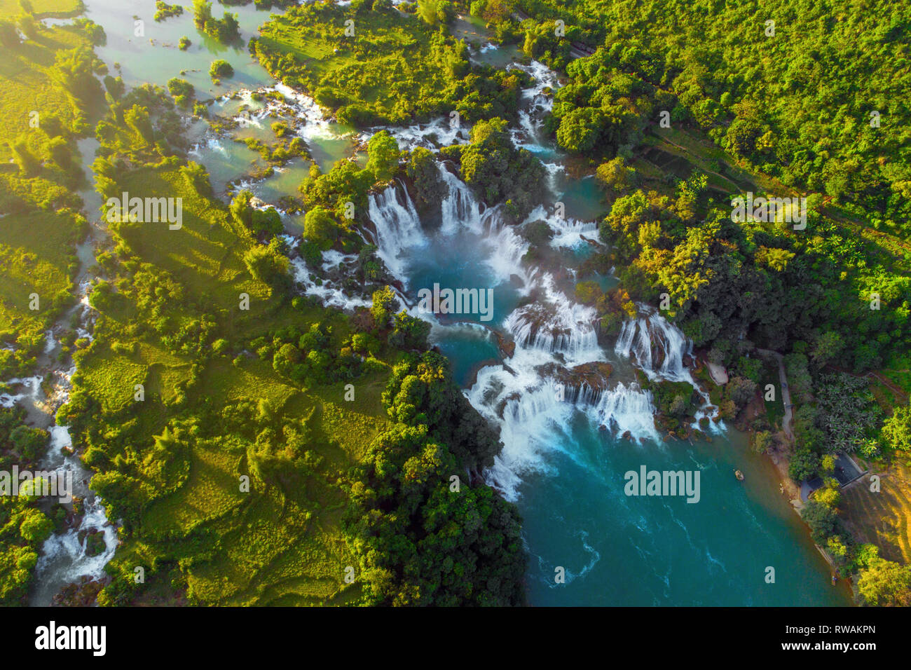 Aerial view of “ Ban Gioc “ waterfall, Cao Bang, Vietnam. “ Ban Gioc ...
