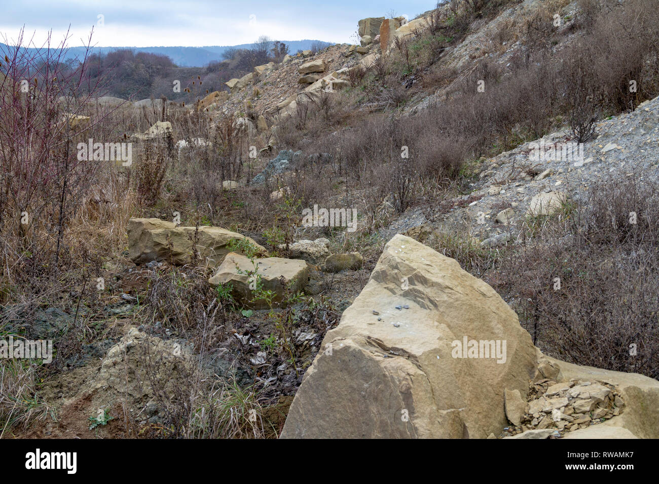 spoil heap scenery at a quarry in Southern Germany Stock Photo - Alamy
