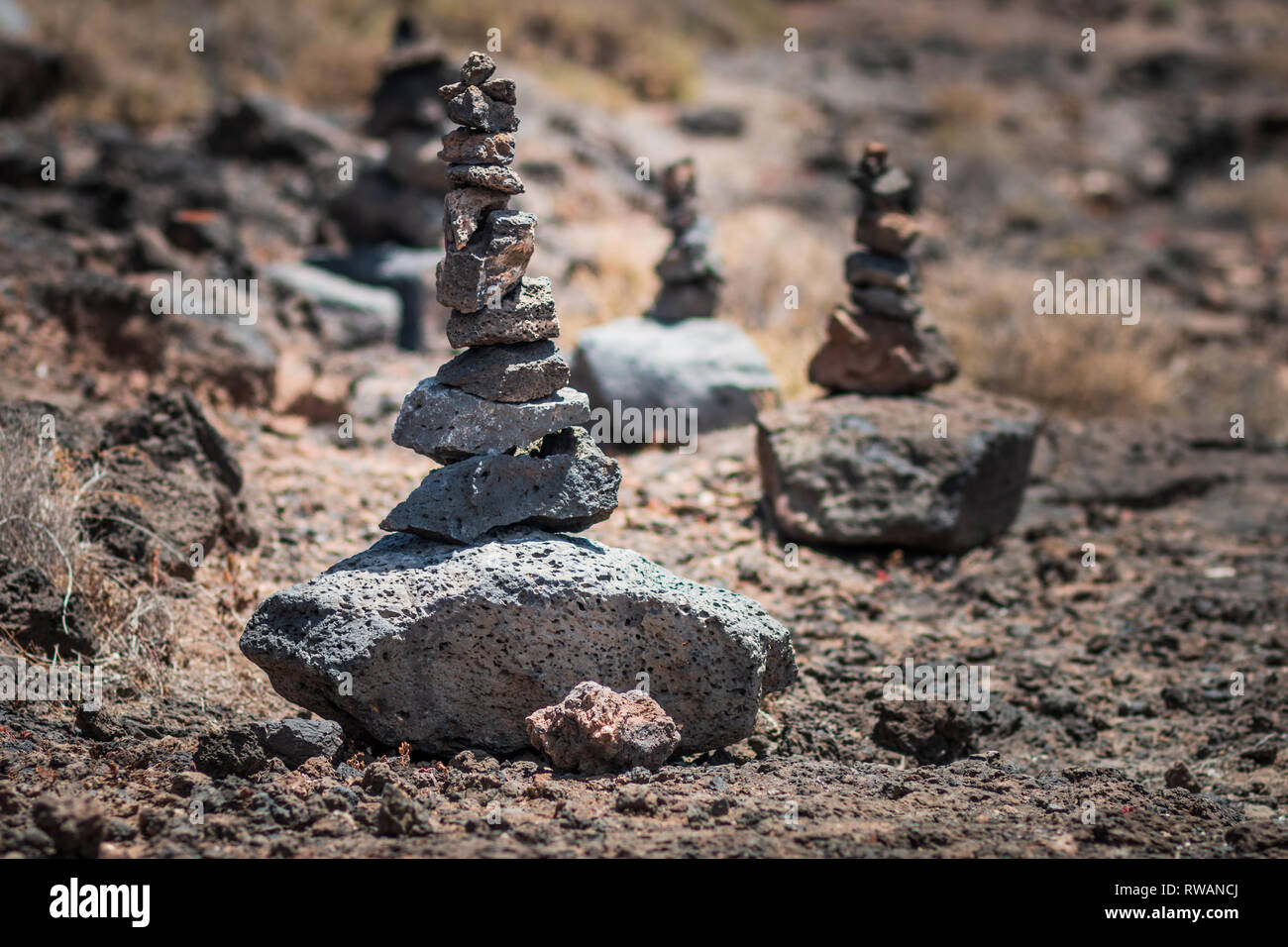 Stone pile in lanzarote, spain Stock Photo - Alamy