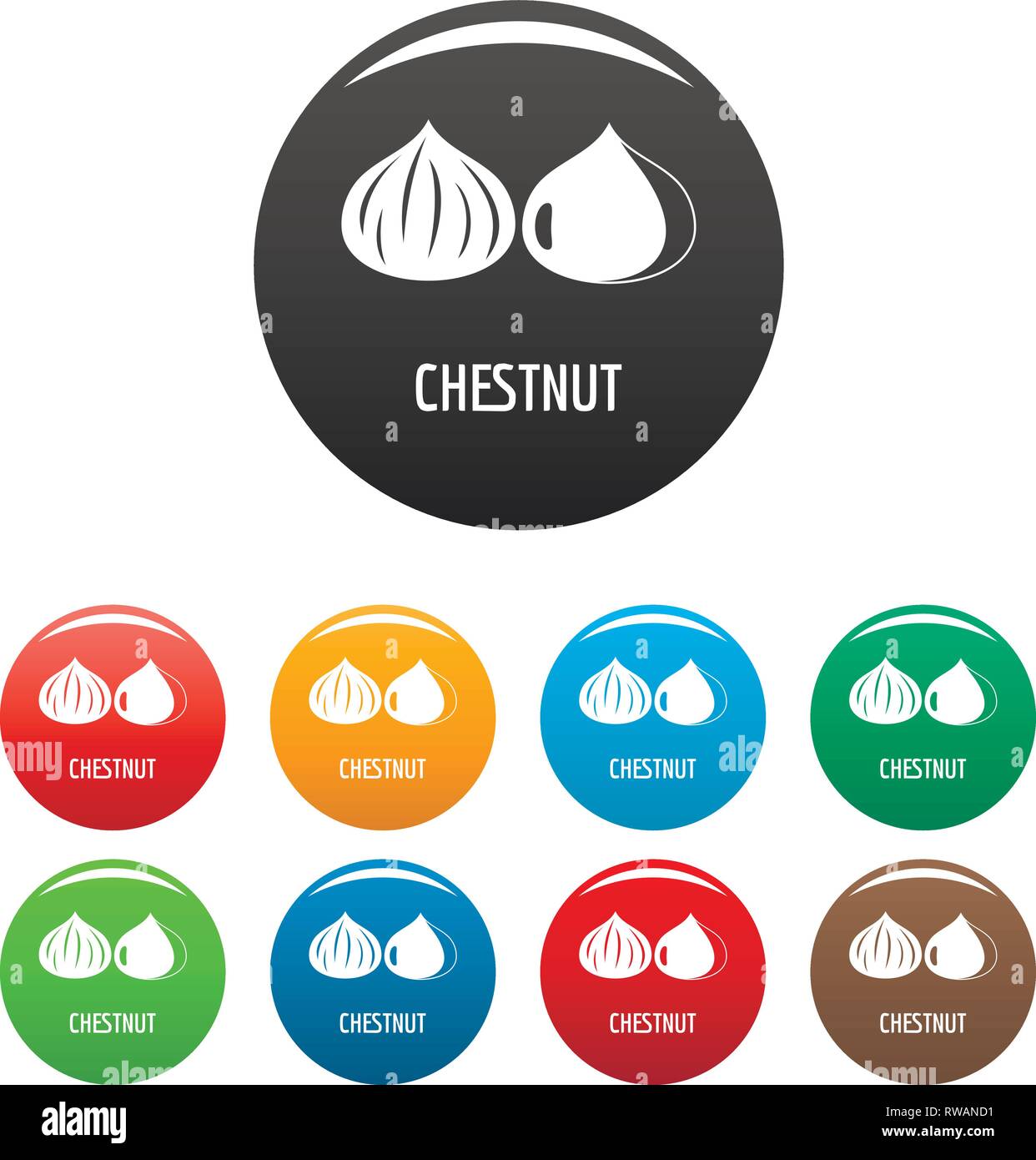 Chestnut icons set 9 color vector isolated on white for any design ...