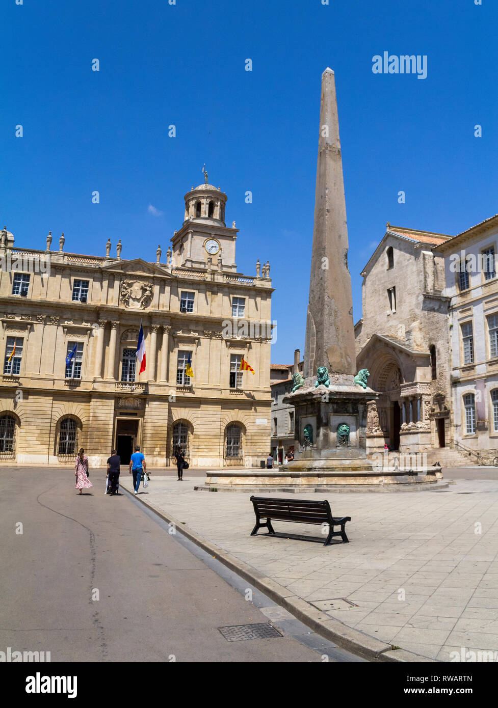 sunny city view of Arles in Provence area in southern France Stock ...