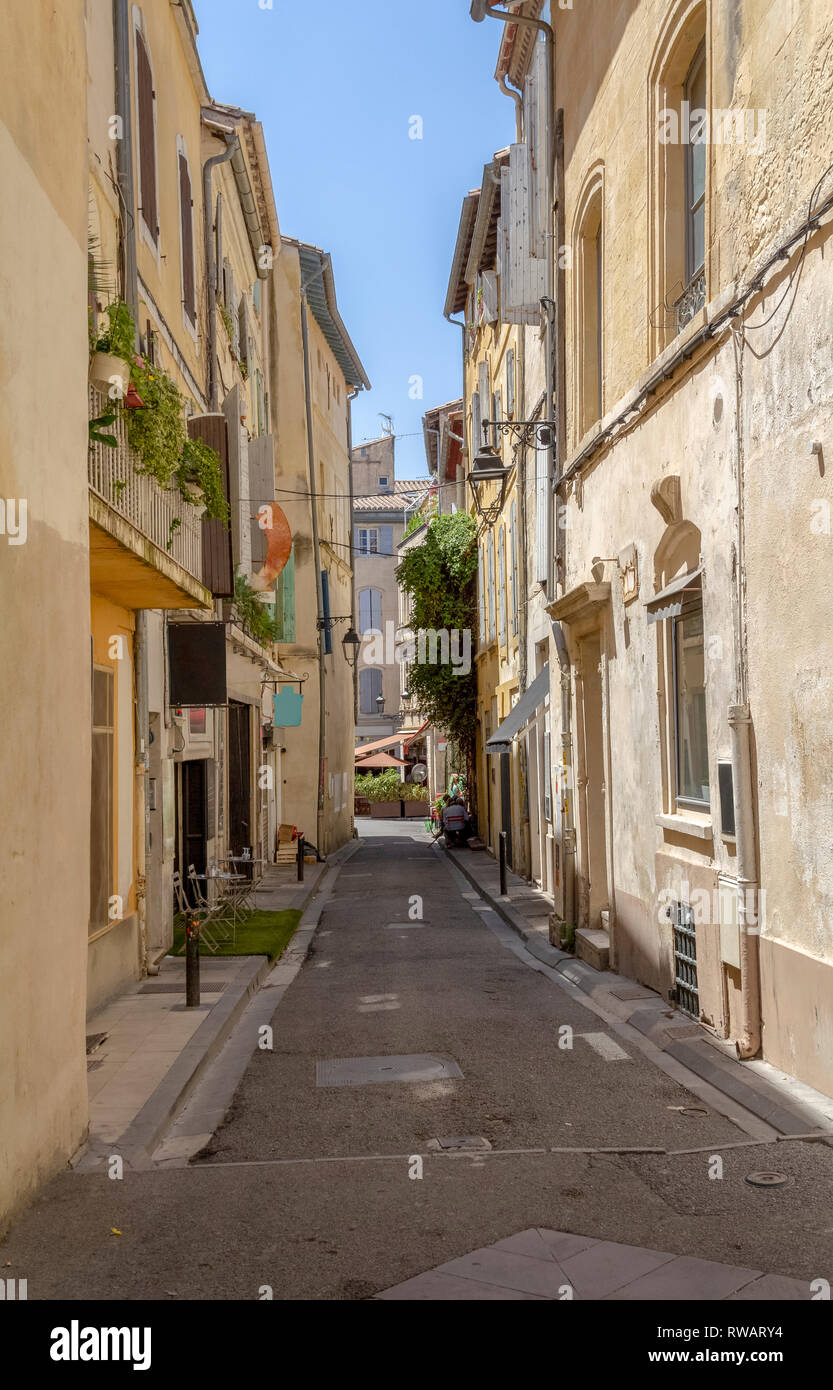 sunny city view of Arles in Provence area in southern France Stock ...