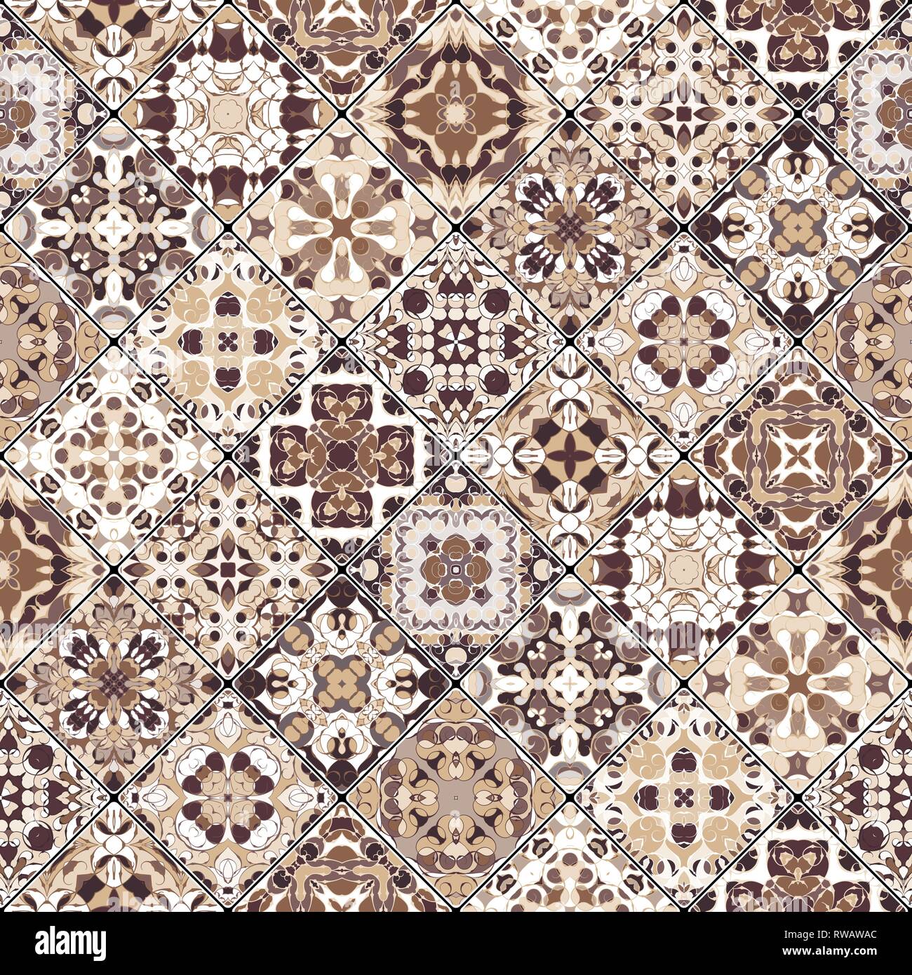 Abstract patterns in the mosaic set. Square scraps in oriental style ...