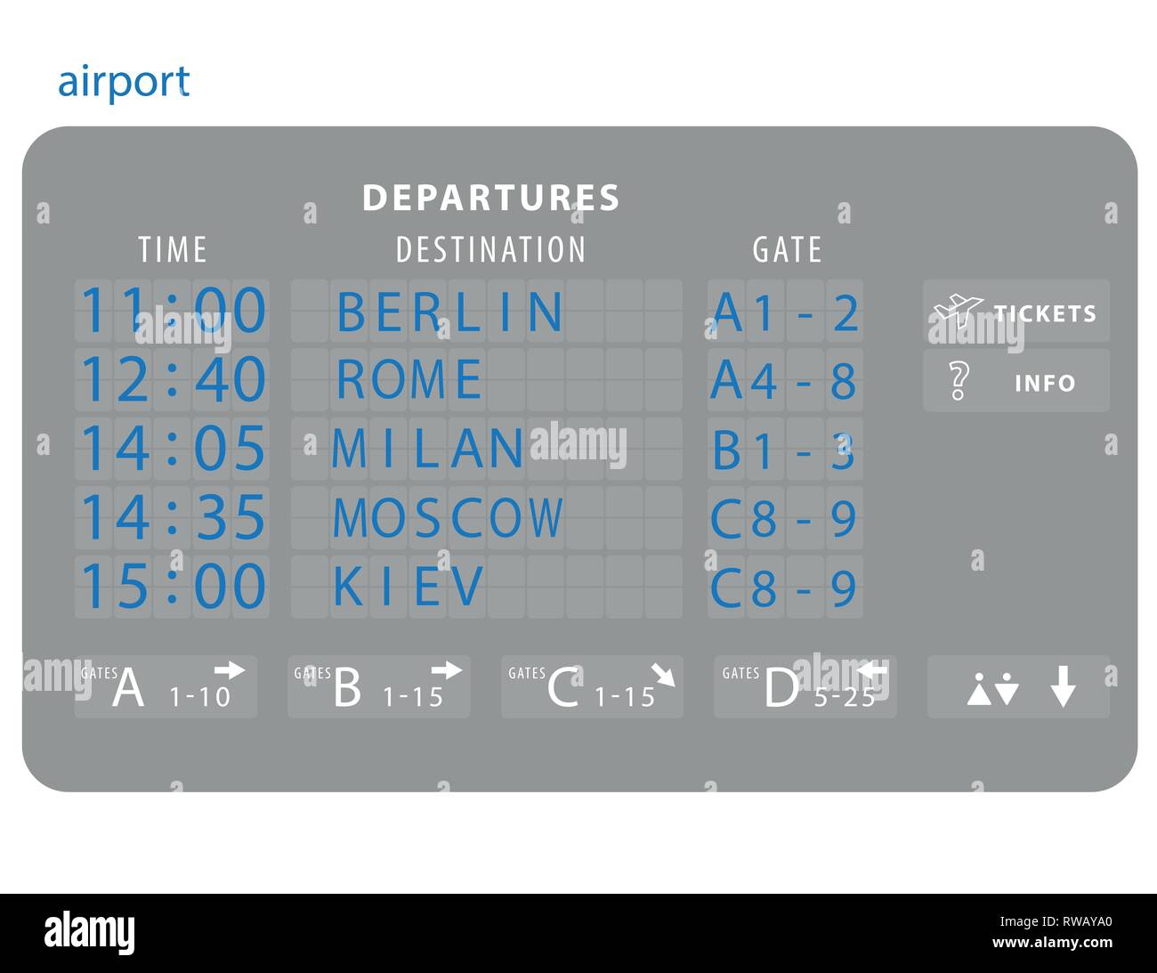 Vector airport board isolated. Mechanical flip airport scoreboard ...