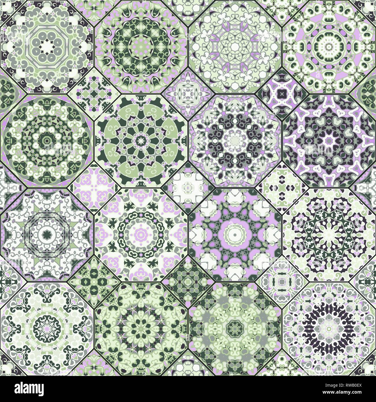 Vector collection of square and octagonal seamless patterns in Oriental ...
